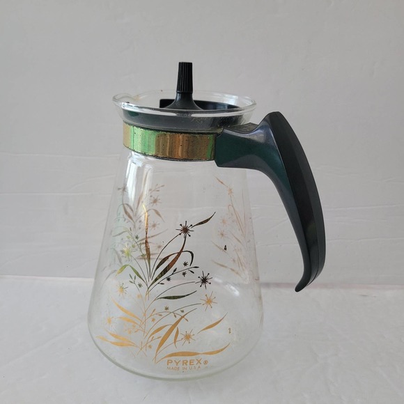 Pyrex | Dining | Pyrex Vintage Atomic Gold Floral Pattern Coffeetea Pot ...